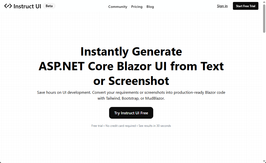 AI for ASP.NET Core Blazor UI Generation | Instruct UI
